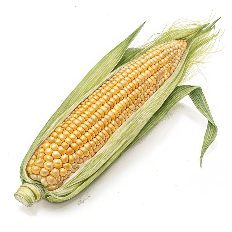 Realistic Corn Cob with Seeds Stock Illustration - Illustration of farm ...