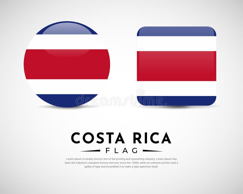 Realistic Costa Rica Flag Icon Vector. Set of Costa Rica Flag Emblem ...