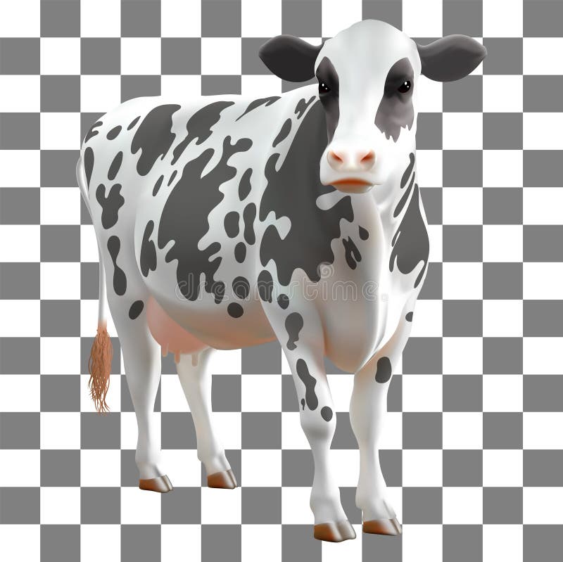 Realistic Cow on Transparent Vector Illustration for Your Design Stock ...