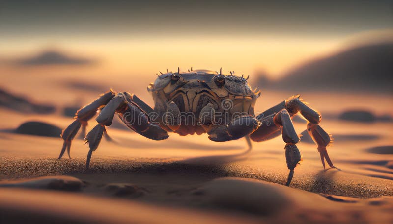 Realistic crab on the sand stock illustration. Illustration of food ...