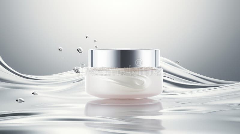 Realistic Cream Molecule Background with Containers, Hyaluronic Acid ...