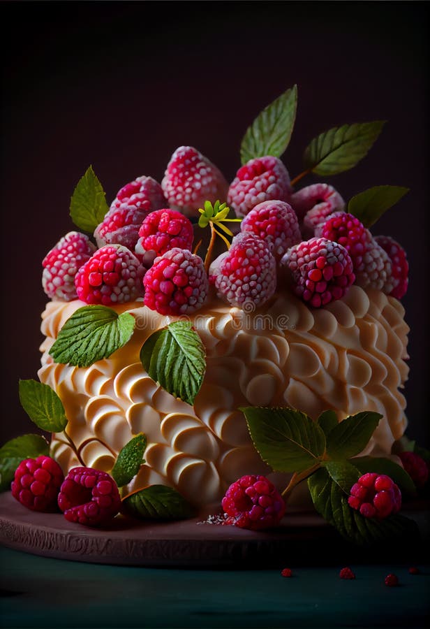 Realistic Creative Raspberry Cake Stock Illustration - Illustration of ...