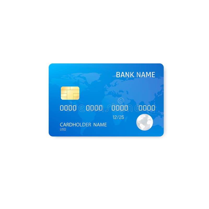 Set Of Realistic Credit Card Template. Plastic Blue Credit Cards With ...