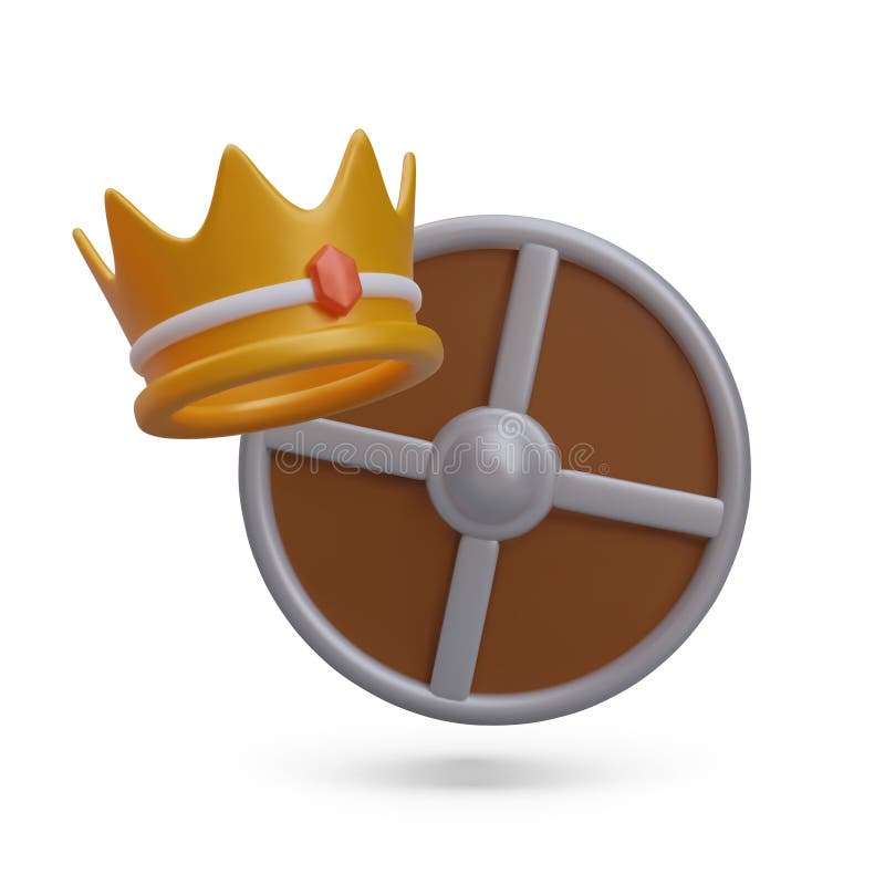 Realistic Crown with Red Diamond and Shield for Protection Stock Vector ...