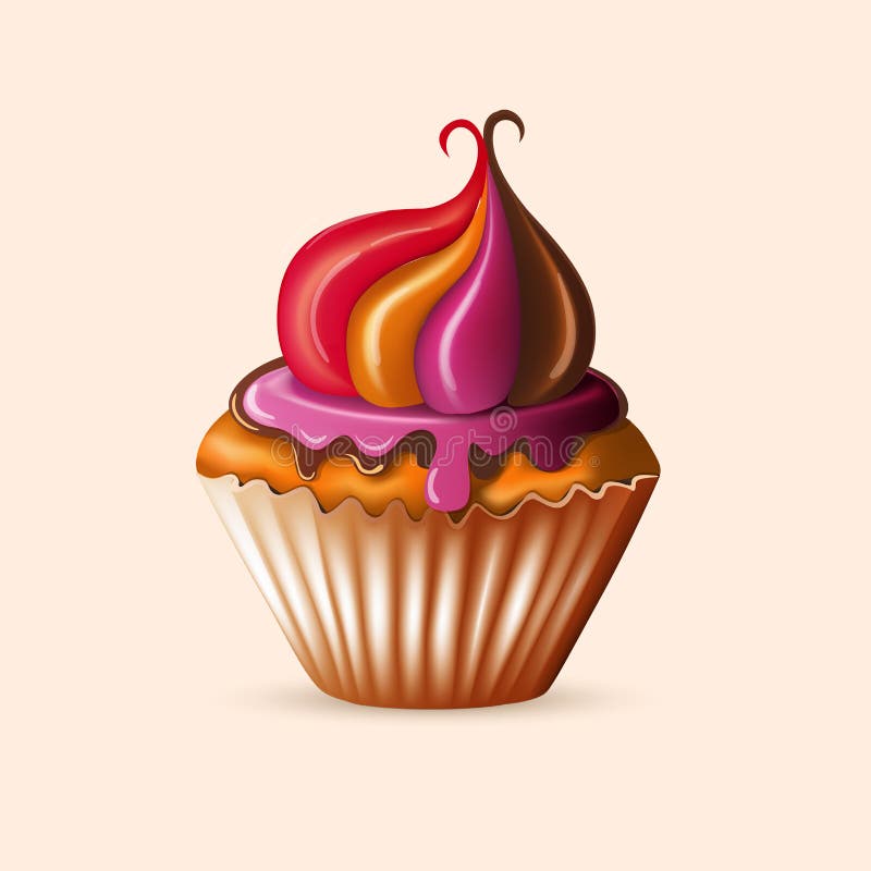 Realistic cupcake on white stock vector. Illustration of birthday ...
