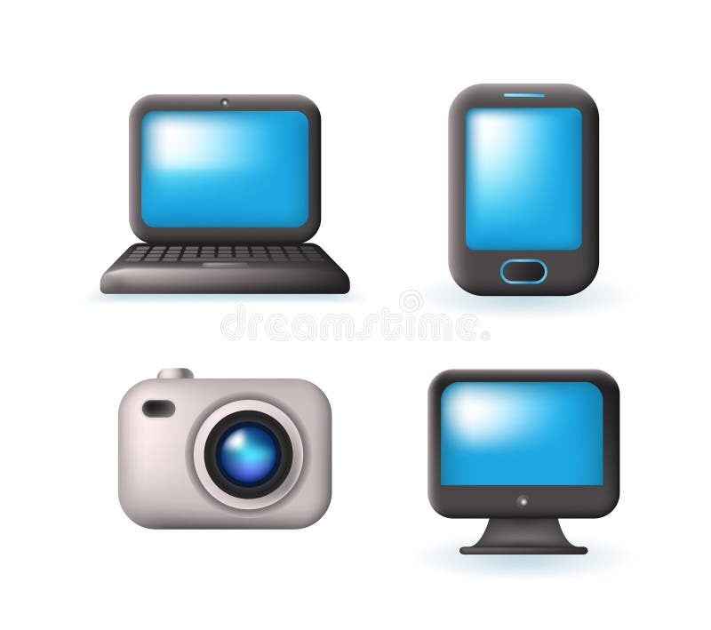 Realistic Cute Icons on White Background . Isolated Vector Illustration ...