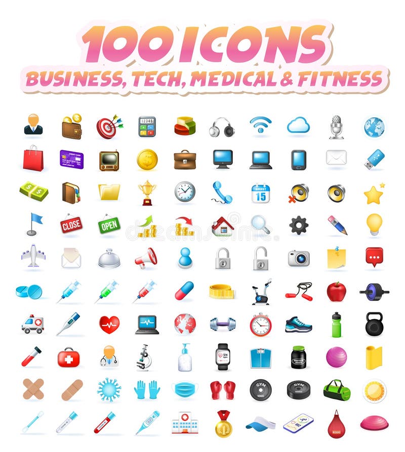 Realistic Cute Icons on White Background . Isolated Vector Illustration ...