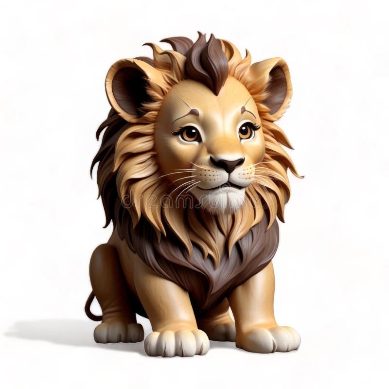 Realistic Cute Lion 3D Model Isolated on White Background Stock ...