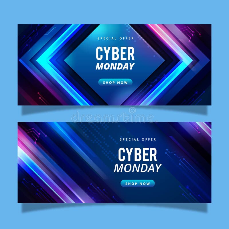 Realistic Cyber Monday Banners Template Vector Design Stock Vector ...