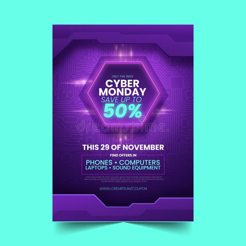 Realistic Cyber Monday Gradient Poster Template Vector Design Stock ...