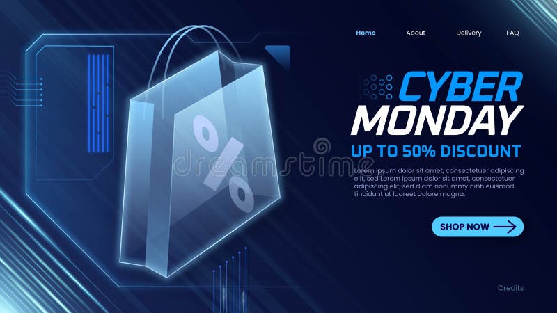 Realistic Cyber Monday Landing Page Design Vector Stock Vector ...