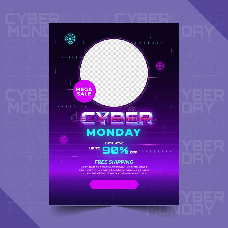 Realistic Cyber Monday Poster Template Design Vector Stock Vector ...