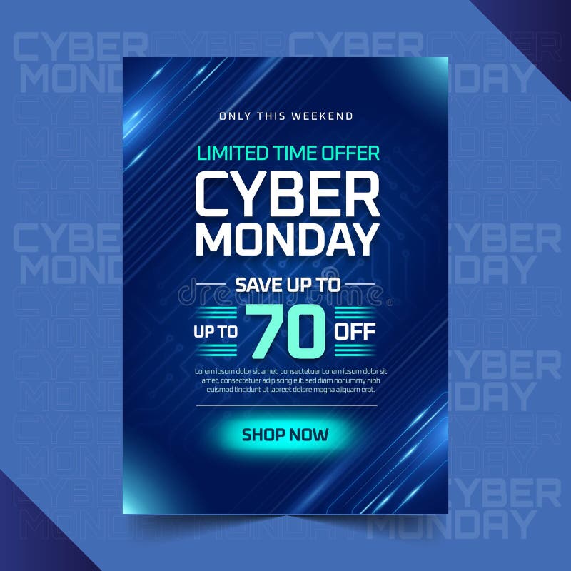 Realistic Cyber Monday Poster Template Design Vector Stock Vector ...