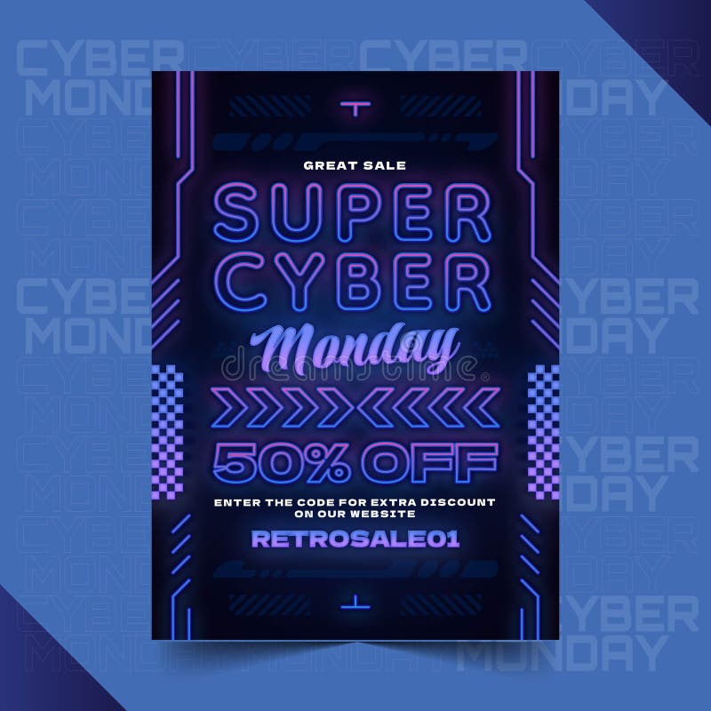 Realistic Cyber Monday Poster Template Design Vector Stock Vector ...