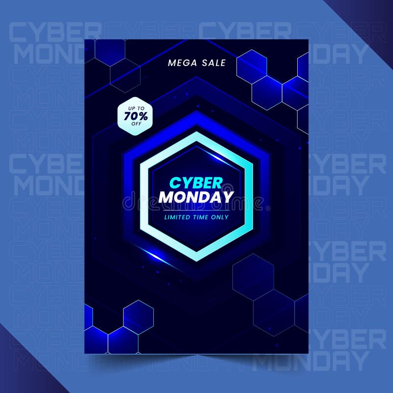 Realistic Cyber Monday Poster Template Design Vector Stock Vector ...
