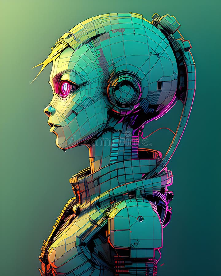 Realistic Cyborg Eagle with Metal Plates Stock Illustration ...