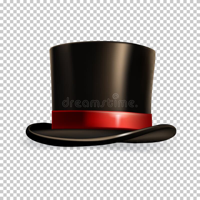 Realistic Cylinder Hat Isolated on Transparent Background. Vector ...