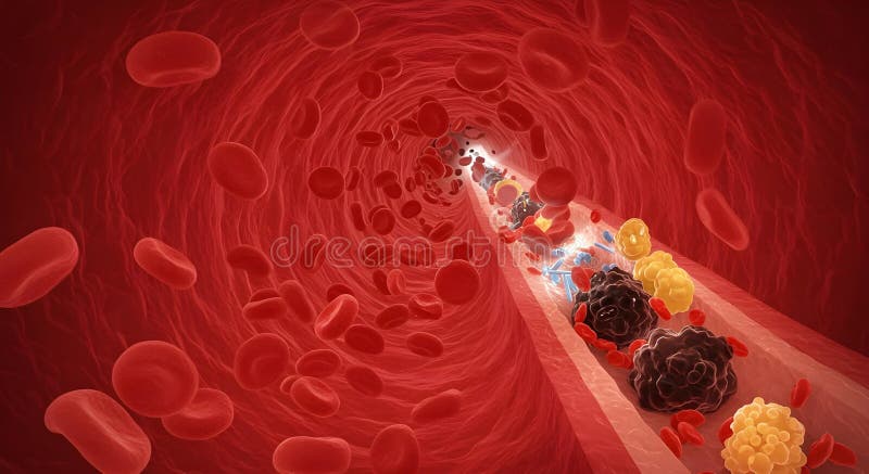 Realistic 3D Animation of Blood Flow and Thrombosis Formation Stock ...