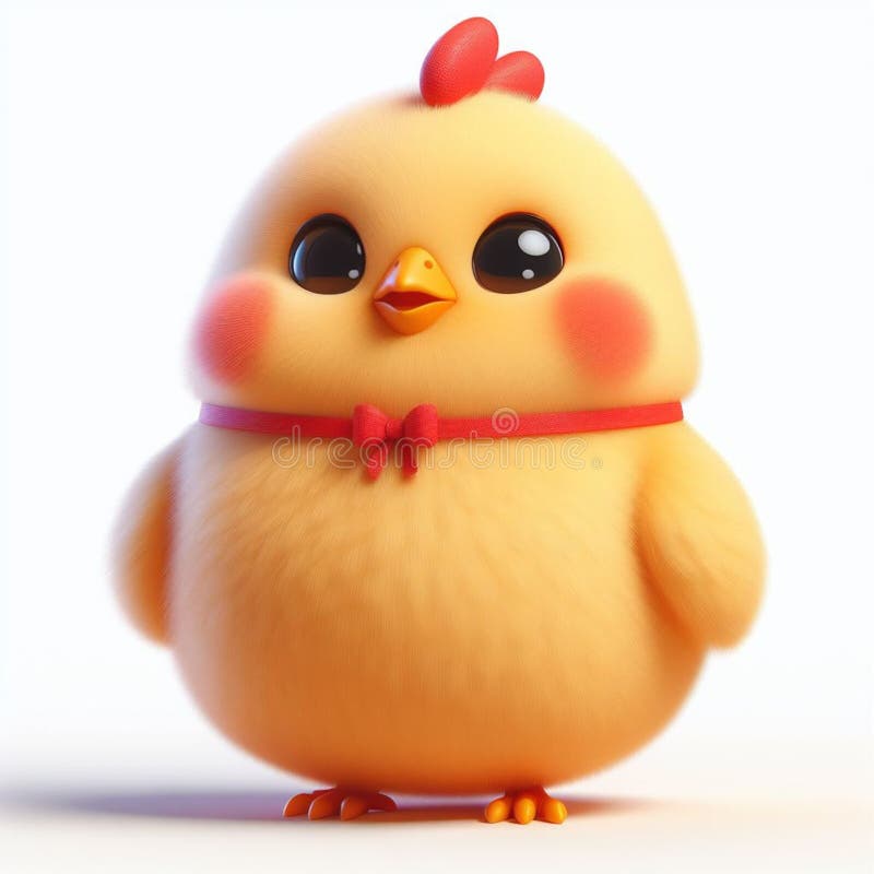 A Realistic 3D Animation Cute Chick with White Background Stock ...