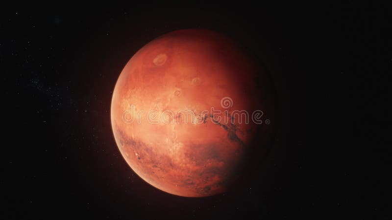 Realistic 3D Animation of Mars Rotating in Dark Outer Space Stock ...