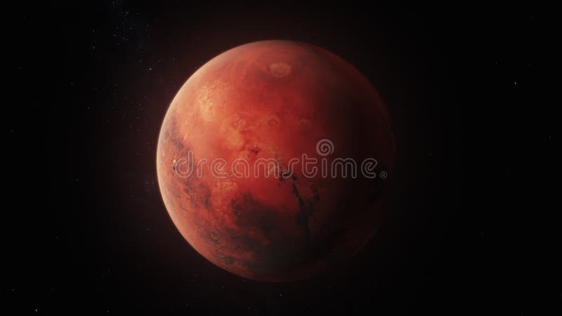 Realistic 3D Animation of Mars Rotating in Dark Outer Space Stock ...