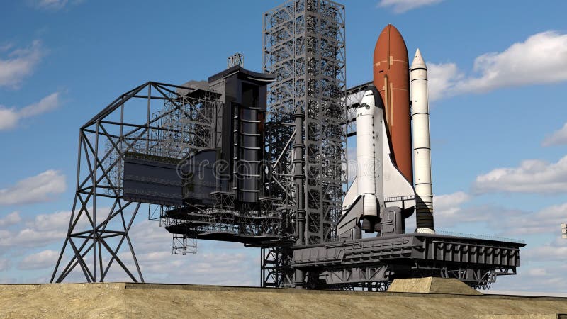 Realistic 3D Animation of Space Space Shuttle Ready To Launch, Earth ...