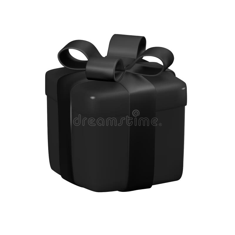 Realistic 3D Black Gift Box with Black Ribbon. Vector Illustration ...