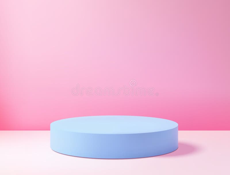 Realistic 3D Blue Circle Platform Podium or Pedestal on Pink Background ...