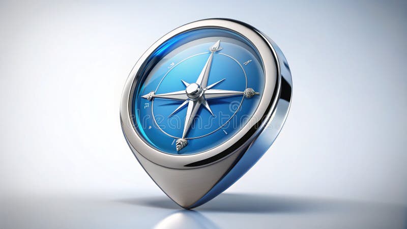 Realistic 3D Blue Compass Navigation Pin a HighQuality Vector Graphic ...