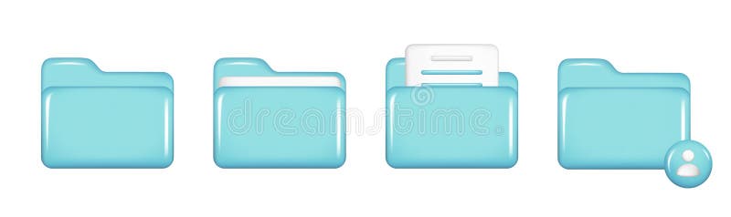 Realistic 3d Blue Folder, Document, User Icon, Sheet of Paper ...