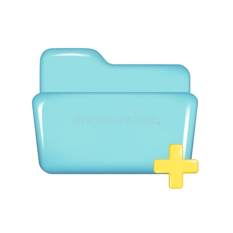 Realistic 3d Blue Folder with Plus Icon. Decorative 3d Management ...
