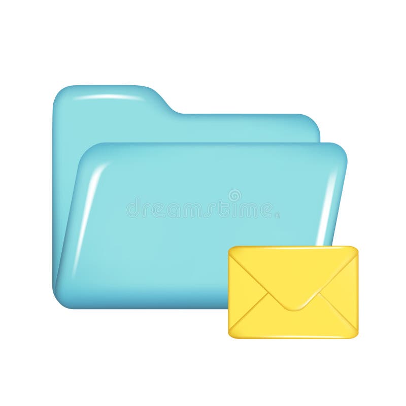 Realistic 3d Blue Folder with Yellow Sealed Mail Envelope. Decorative ...