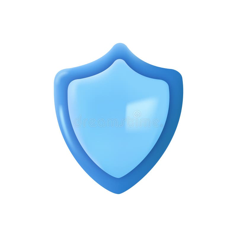 Realistic 3d Blue Security Shield. Vector Stock Vector - Illustration ...