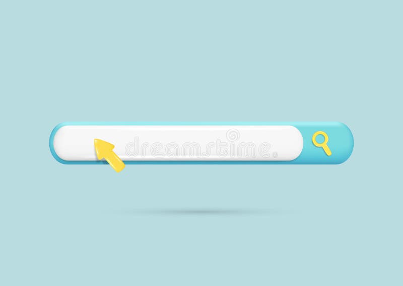Realistic 3d Blue and White Search Bar, Magnifying Glass, Arrow Icon ...