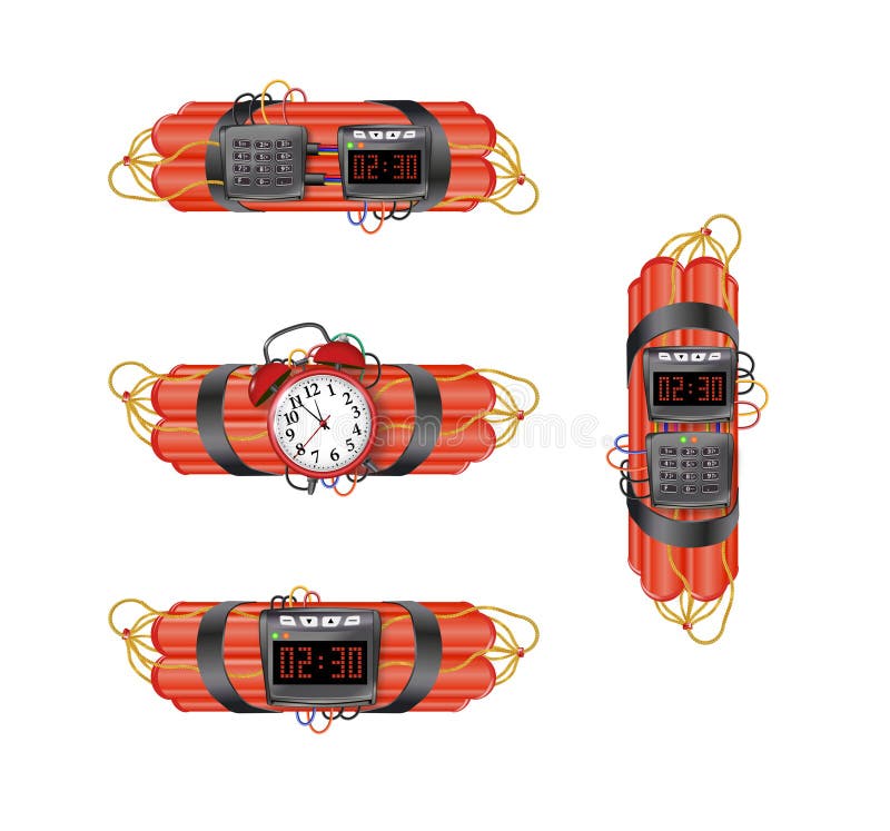Realistic 3d Bomb Dynamite Sticks with Burning Fuse. Vector Stock ...