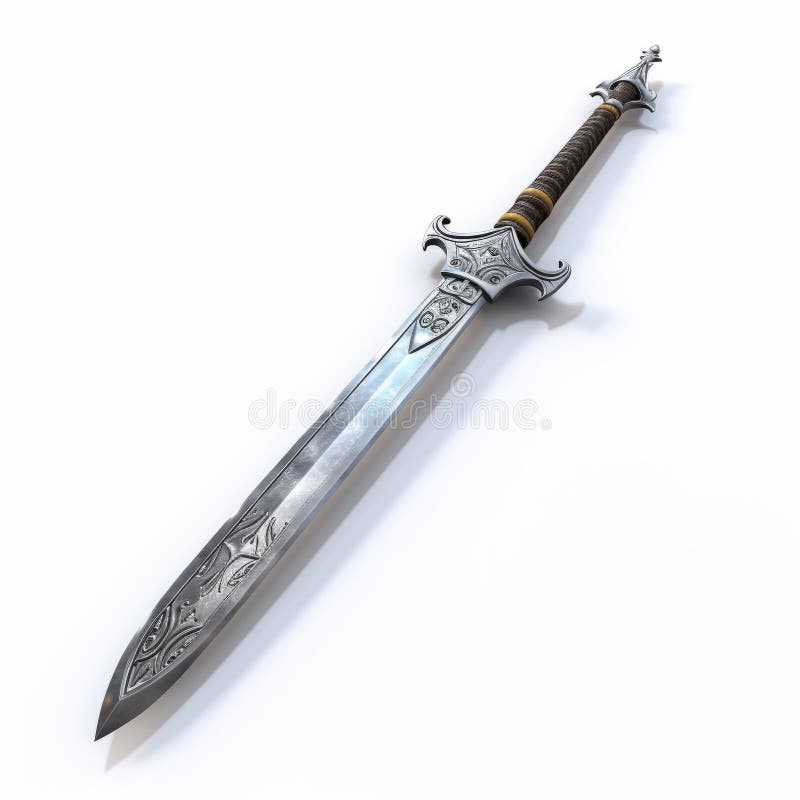 Realistic 3d Broadsword Sword with Sterling Silver Highlights Stock ...