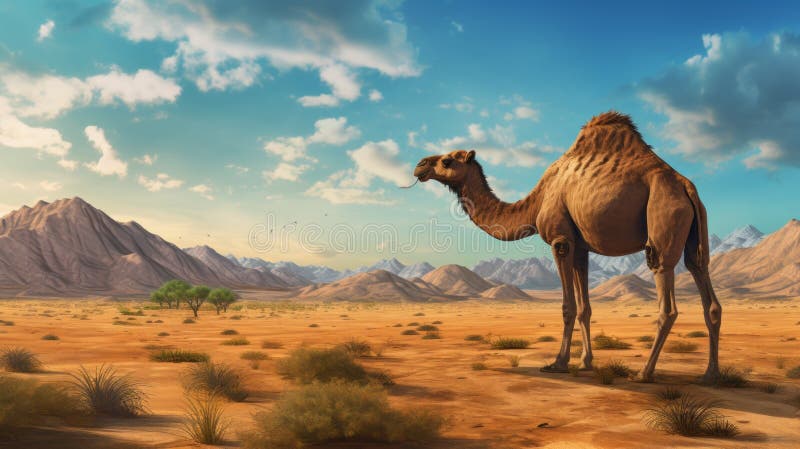 Realistic 3d Camel Model in Desert Landscape Stock Image - Image of ...