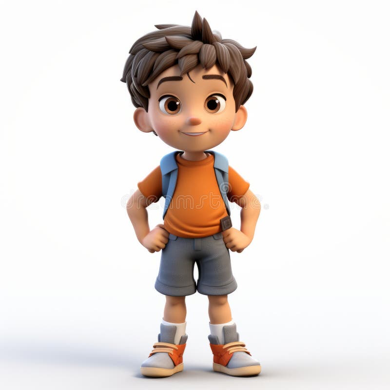 Realistic 3d Cartoon Boy with Backpack - Hyper-detailed Renderings ...