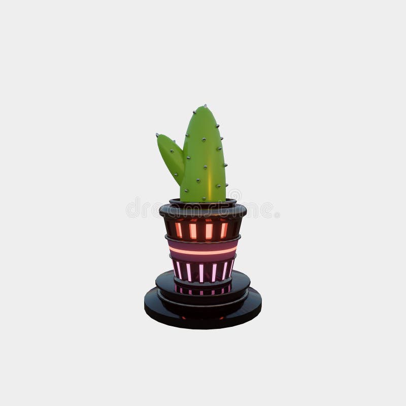 Cactus with Pot Object 3d Illustration Stock Illustration ...