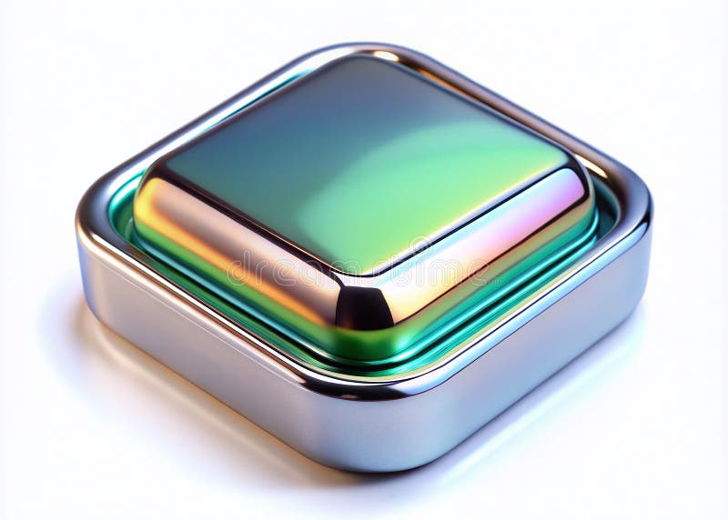 Realistic 3D Chrome Square Button Design for Web and App User ...