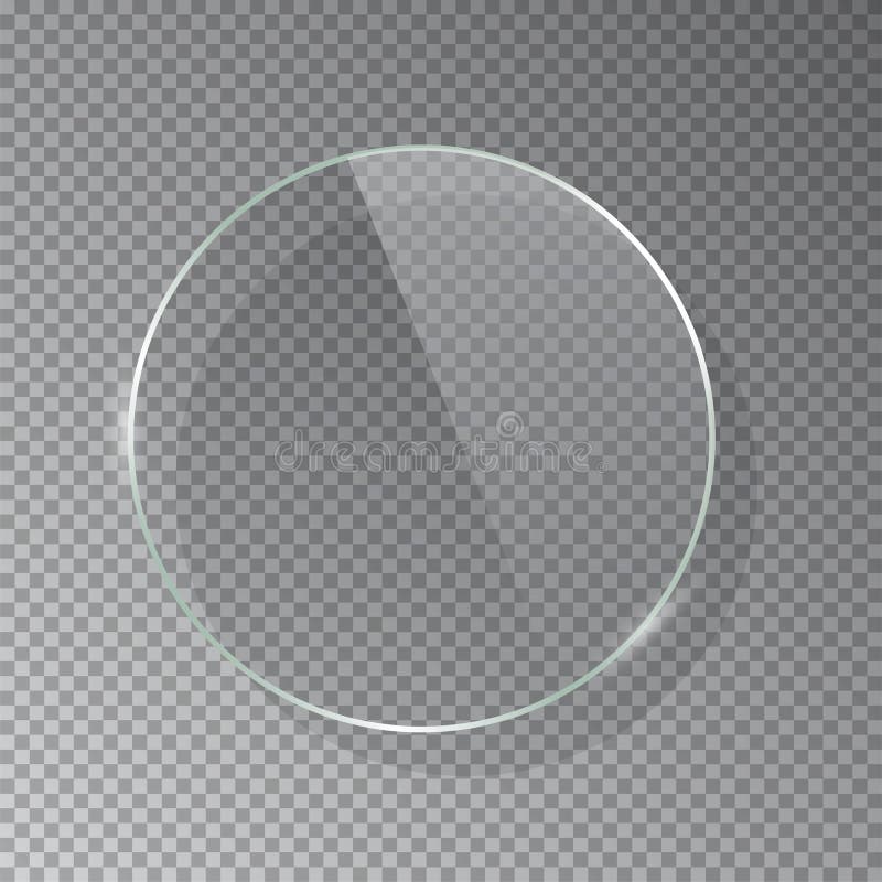Realistic 3d Circle Glass Frame Isolated on Grey Transparent Background ...