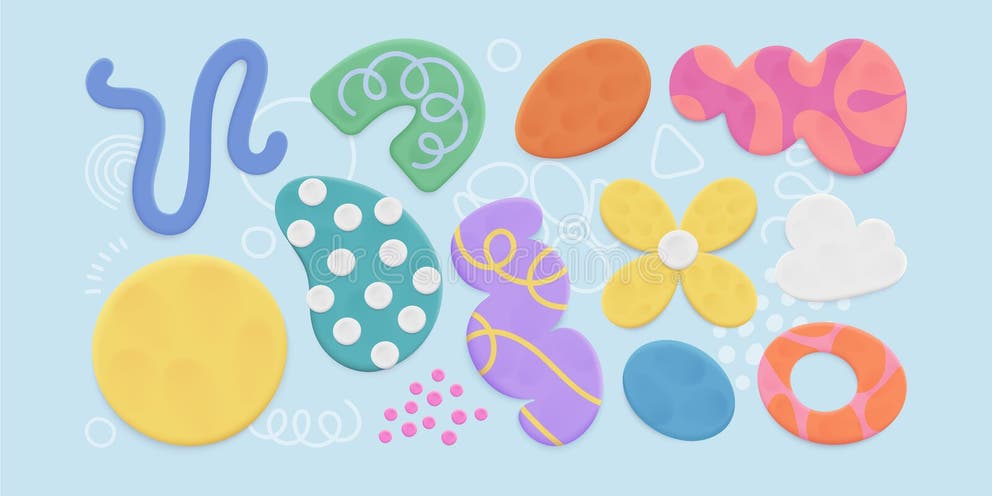 Realistic 3D Clay Style Original Element Collection Stock Vector ...