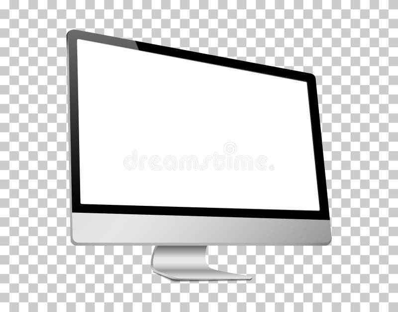 Realistic 3D Computer Left View, with a White Screen, Isolated on a ...