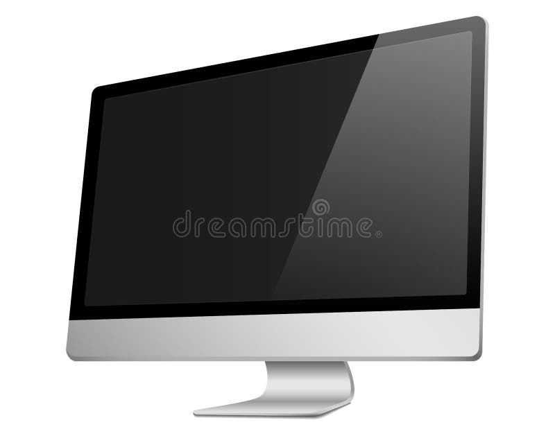 Realistic 3D Computer Left View, with a White Screen, Isolated on a ...