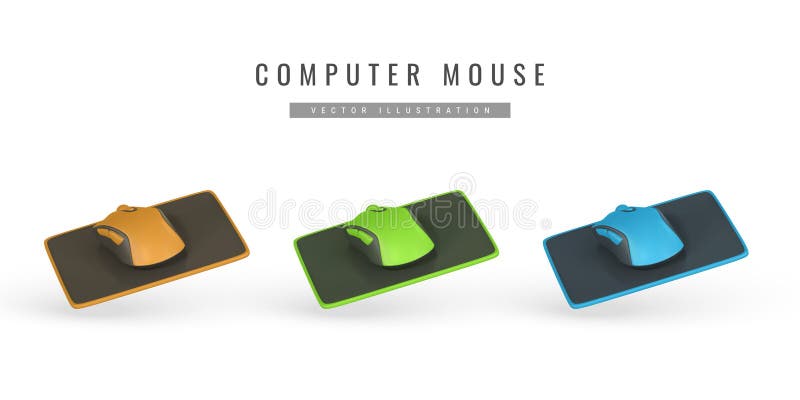 Realistic 3d Computer Wireless Mouse on Pad in Cartoon Style. Computer ...