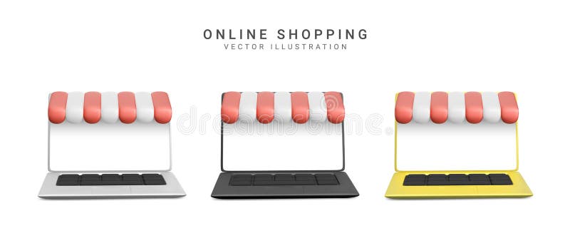 Realistic 3d Concept of Online Store in Your Laptop. Vector ...
