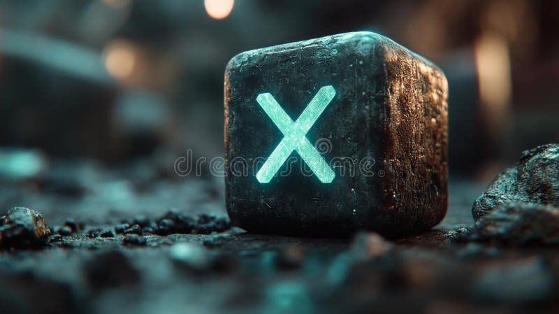 3D Cube Icon with Glowing X Logo Stock Illustration - Illustration of ...