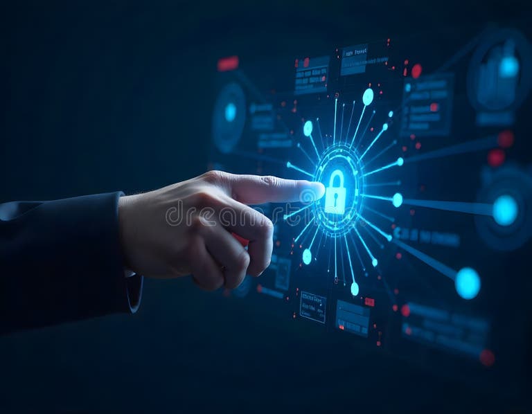 Realistic 3d Cyber Security. Business Using Tablet Technology and Icon ...