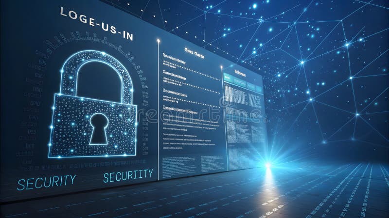 Secure Cyber Security Network with Padlock Icon, Cybersecurity and Information Technology ...