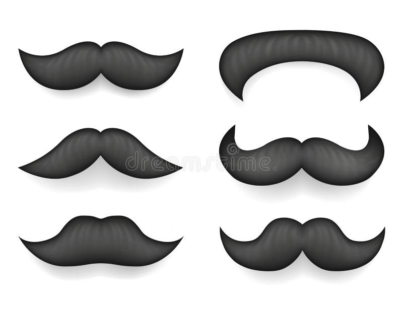 Realistic 3d Design Mustache Icon Set Template Mock Up Isolated Vector ...